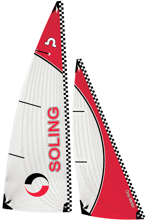 Red and Black Soling 1 Meter Sails